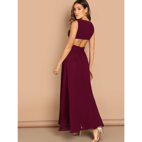 BohoGypsyDreamer.com | Dresses | Backless Burgundy Maroon Deep V Neck ...